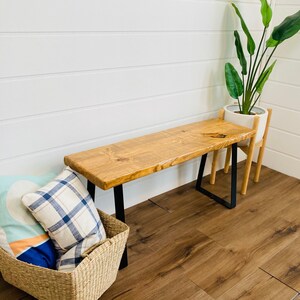 Entryway Bench With Live Edge, Bench, Shoe Rack, Farmhouse Decor ...
