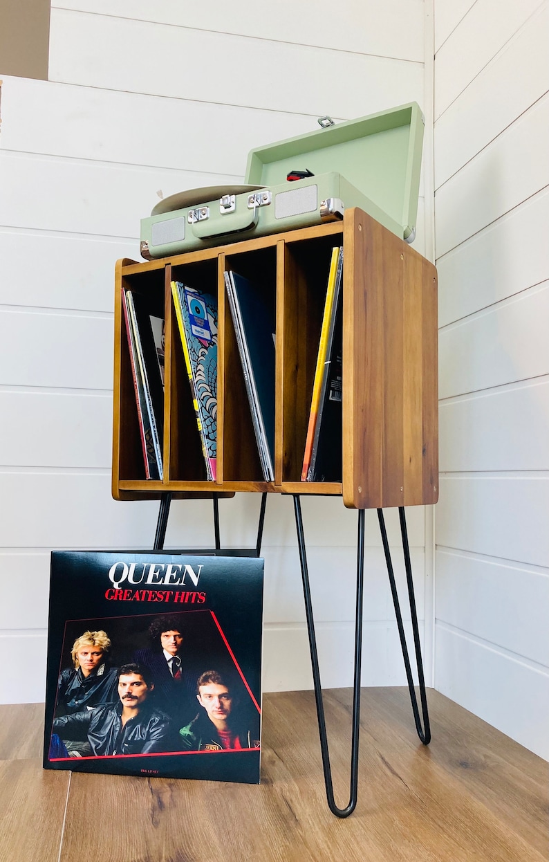 Vintage Style Record Player Stand Handcrafted Wood and Metal - Etsy