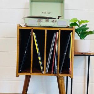 Handmade Wooden Record Player Stand - Vinyl Record Storage - Etsy