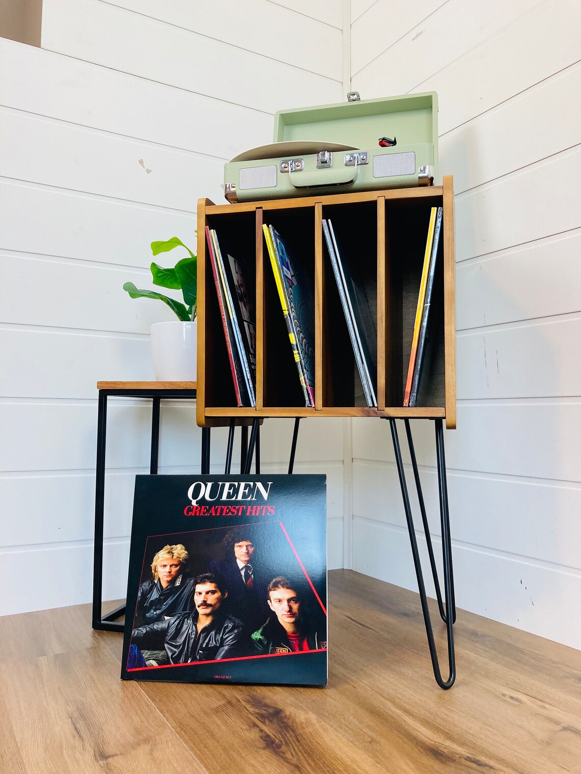 Vintage Style Record Player Stand Handcrafted Wood and Metal - Etsy