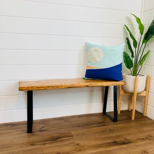 Entryway Bench With Live Edge, Bench, Shoe Rack, Farmhouse Decor ...