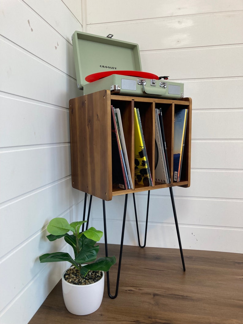 Vintage Style Record Player Stand Handcrafted Wood and Metal - Etsy