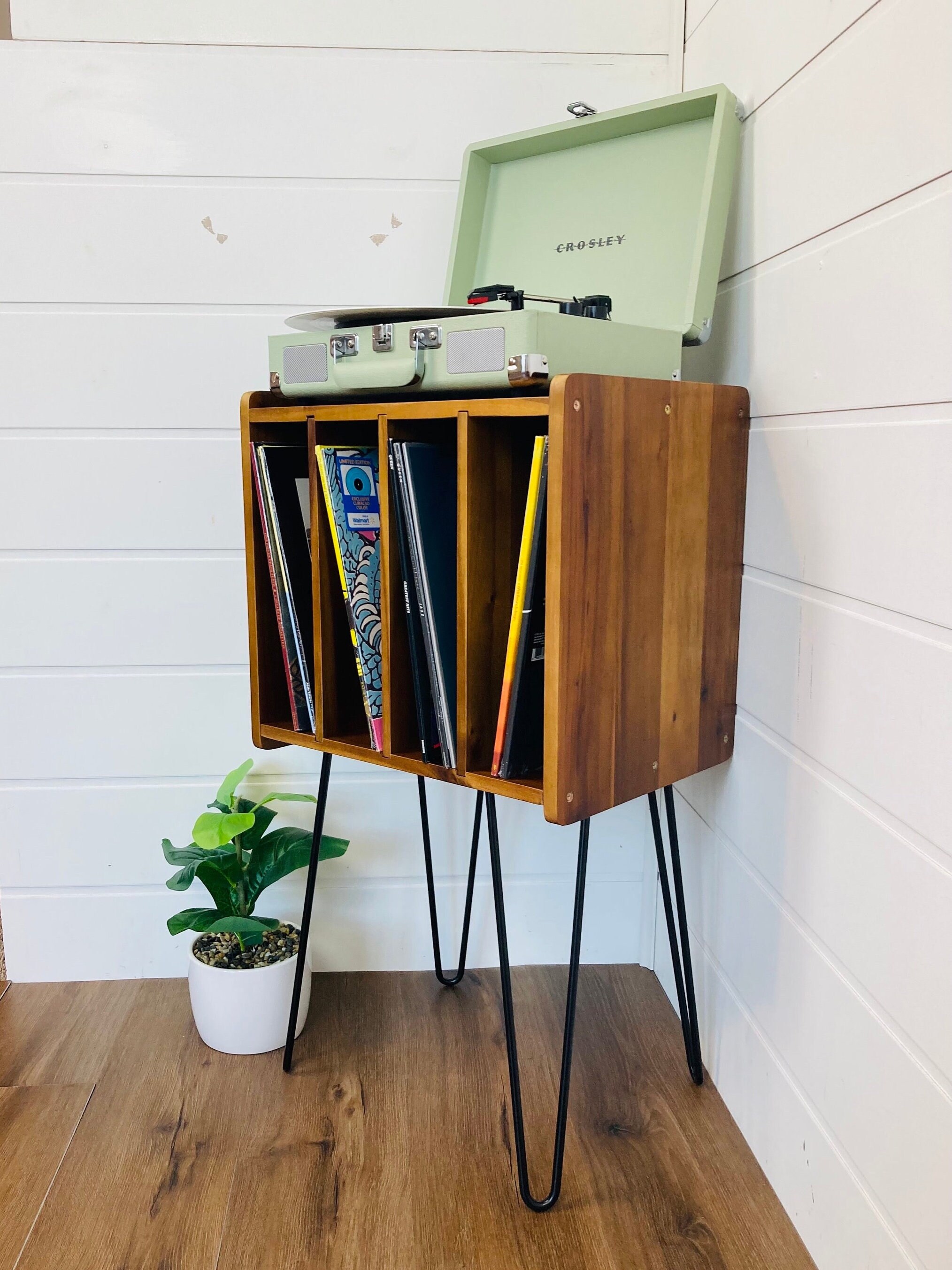 Vintage Style Record Player Stand Handcrafted Wood and Metal - Etsy