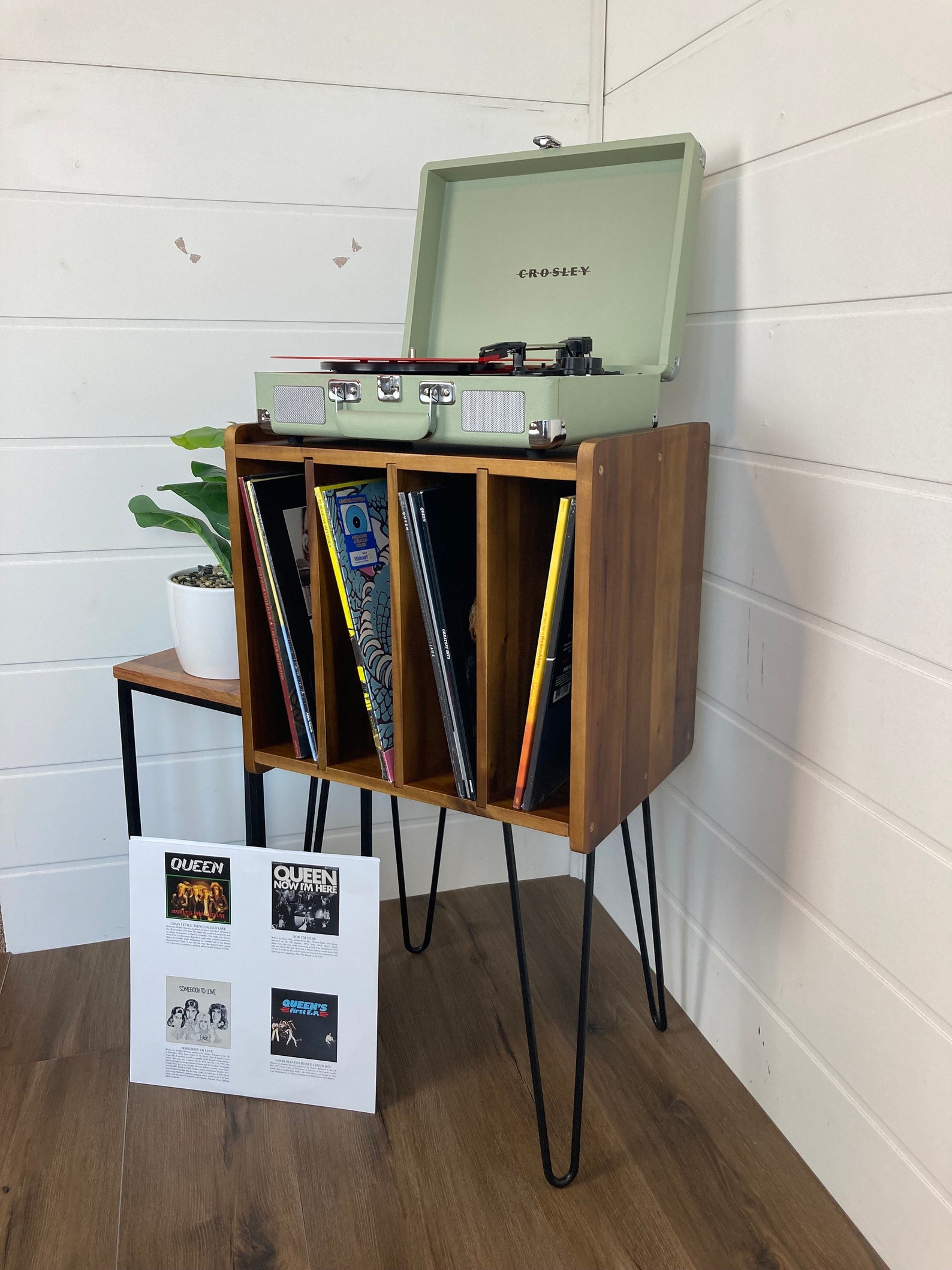Vintage Style Record Player Stand Handcrafted Wood and Metal - Etsy