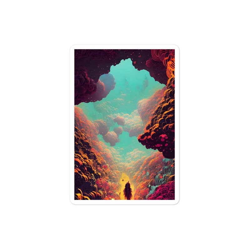 Lush Flower Cave Sticker | Surreal Art | Fantasy & Sci-fi | Multiple ...