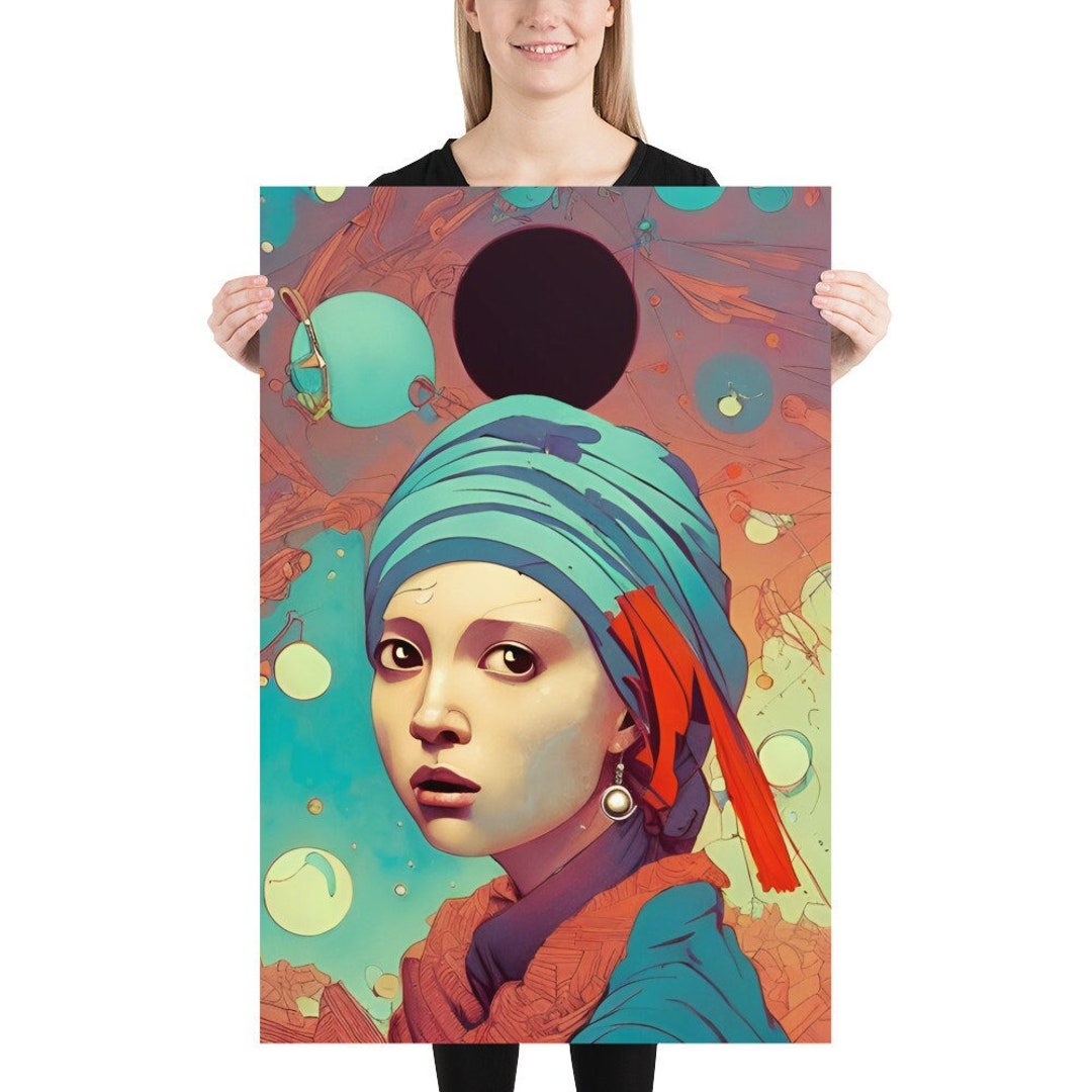 Modern Girl With A Pearl Earring Poster, Version 1 | Reimagined Classic ...