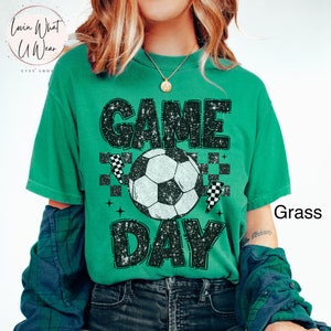 Comfort Colors Soccer Shirt Faux Glitter Soccer Game Day T-shirt Cute ...