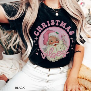 Comfort Colors Womens Christmas Shirt Vintage Pink Santa Claus T-shirt ...