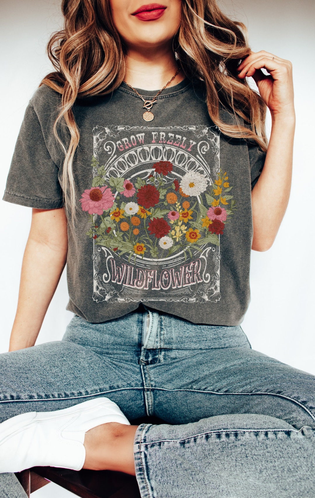 Comfort Colors Grow Freely Wildflowers T Shirt, Vintage Floral Shirt, Boho Flowers Shirt, Gift ...