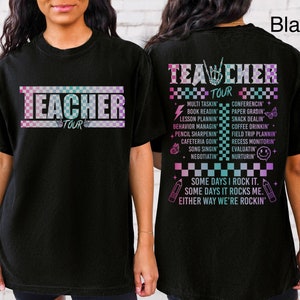 Comfort Colors Retro Teacher Tour Shirt Checkered Teacher T-shirt Back ...