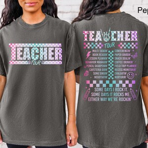 Comfort Colors Retro Teacher Tour Shirt Checkered Teacher T-shirt Back ...