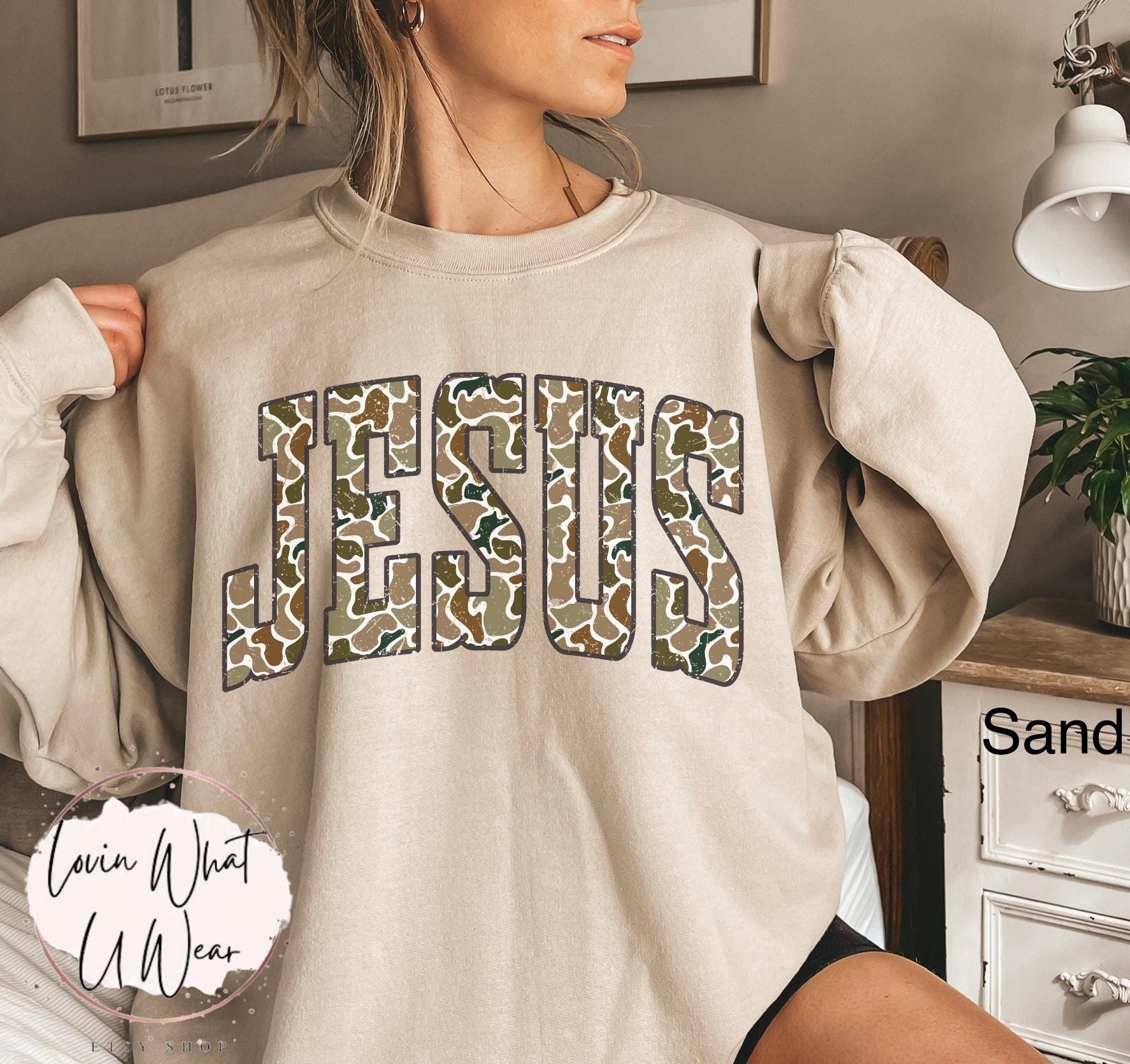 Retro Camo Jesus Shirt Varsity Jesus Sweatshirt Trendy Christian Shirt ...