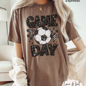 Comfort Colors Soccer Shirt Faux Glitter Soccer Game Day T-shirt Cute ...