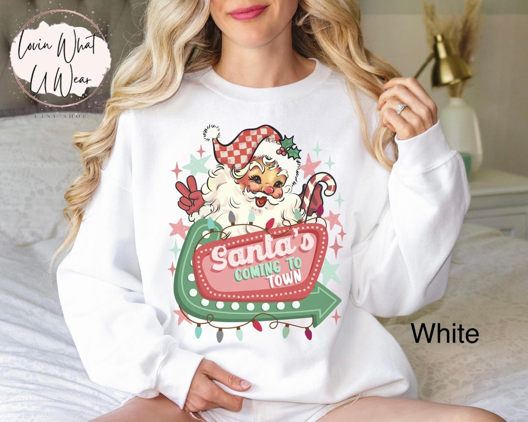 Retro Santa Sweatshirt Vintage Christmas Shirt Festive Santa Holiday ...