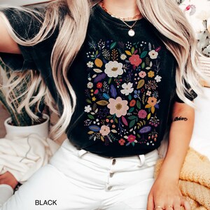 Boho Wildflowers Comfort Colors Shirt, Wild Flowers Tshirt, Floral Graphic Tee Shirt, Botanical ...