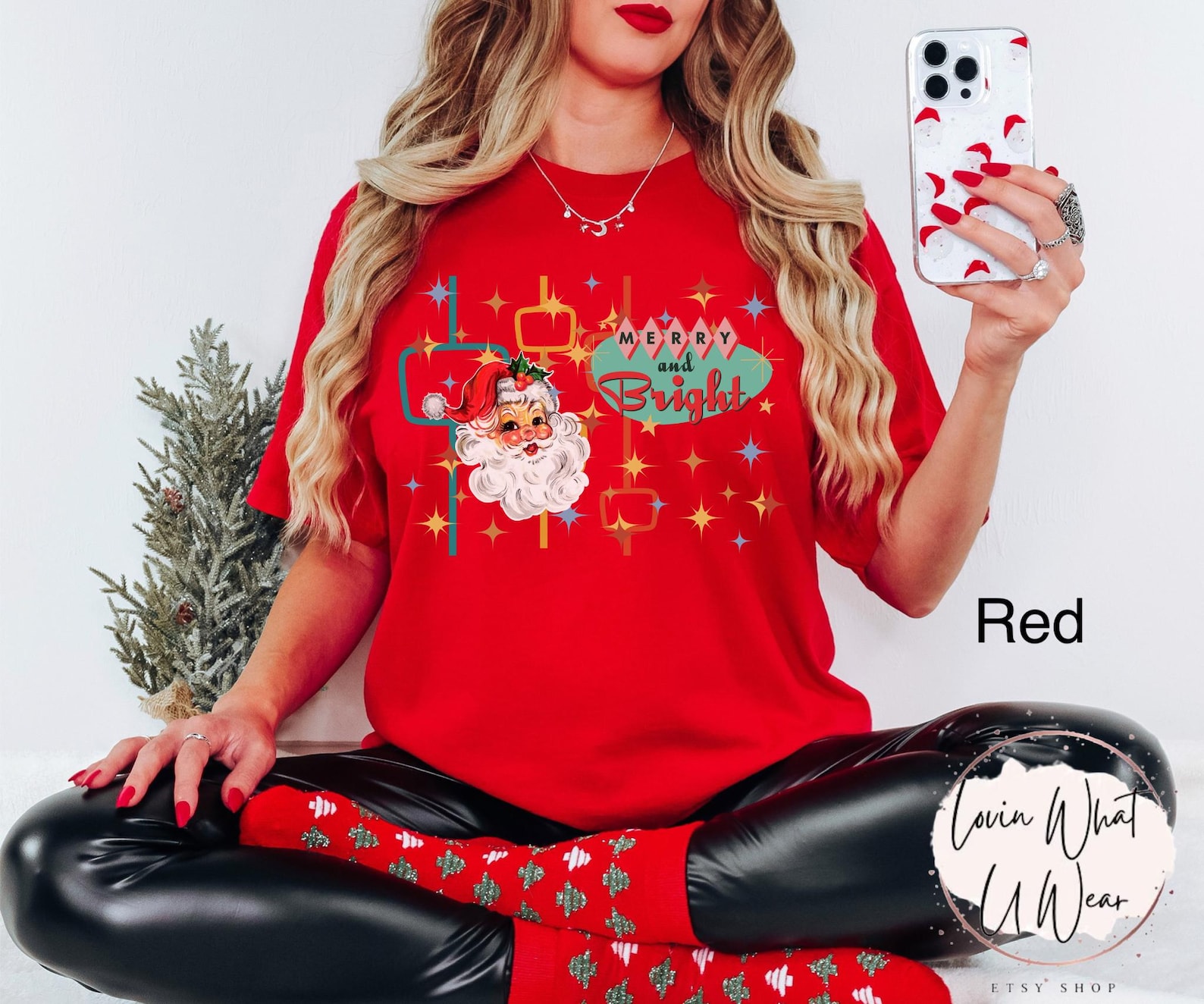Comfort Colors Retro Christmas Shirt Vintage Santa T-shirt Atomic ...