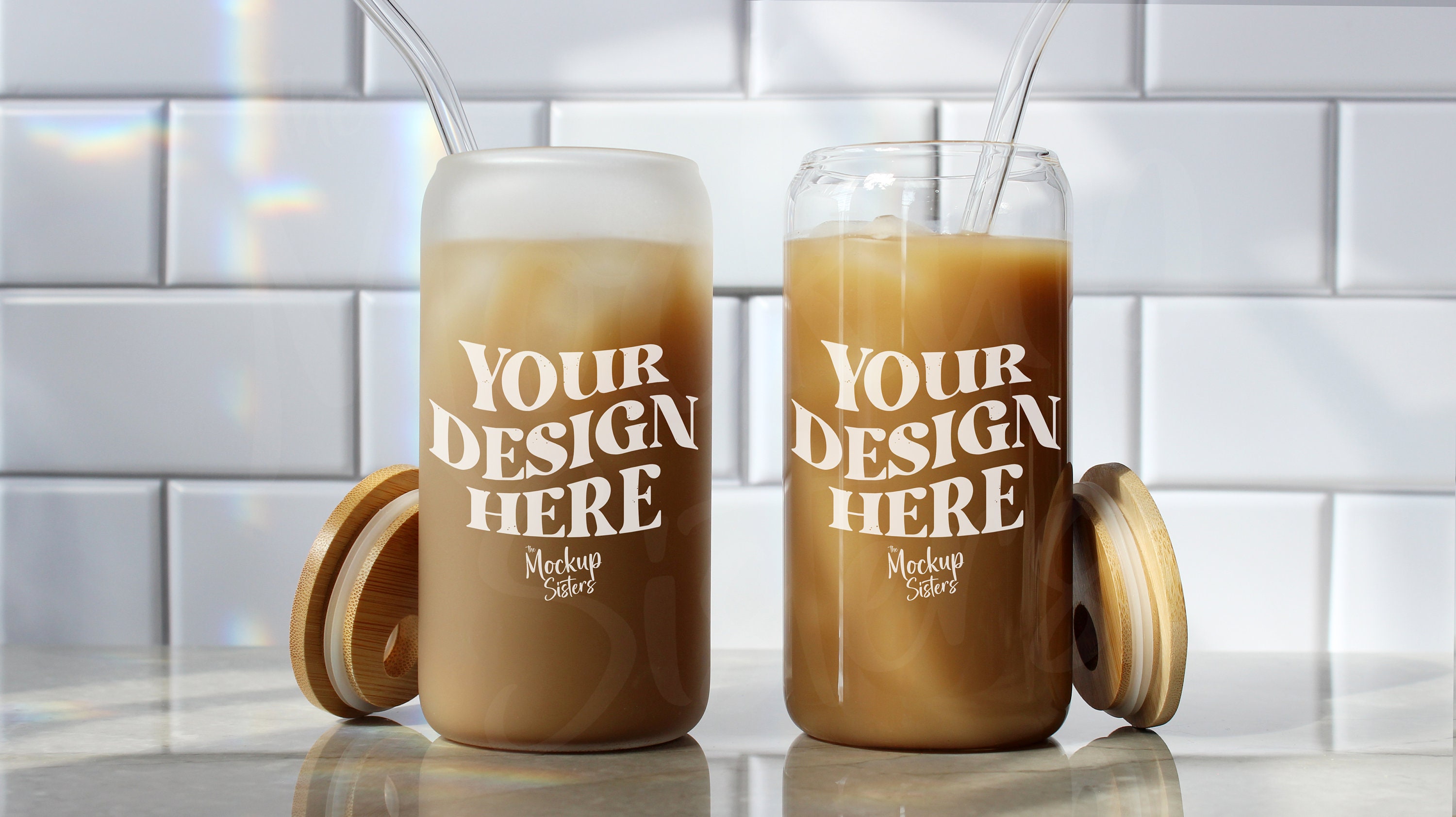 Sipper Glass 16 Oz Mockup Frosted and Clear Glass Can Mockup Libbey Mug ...