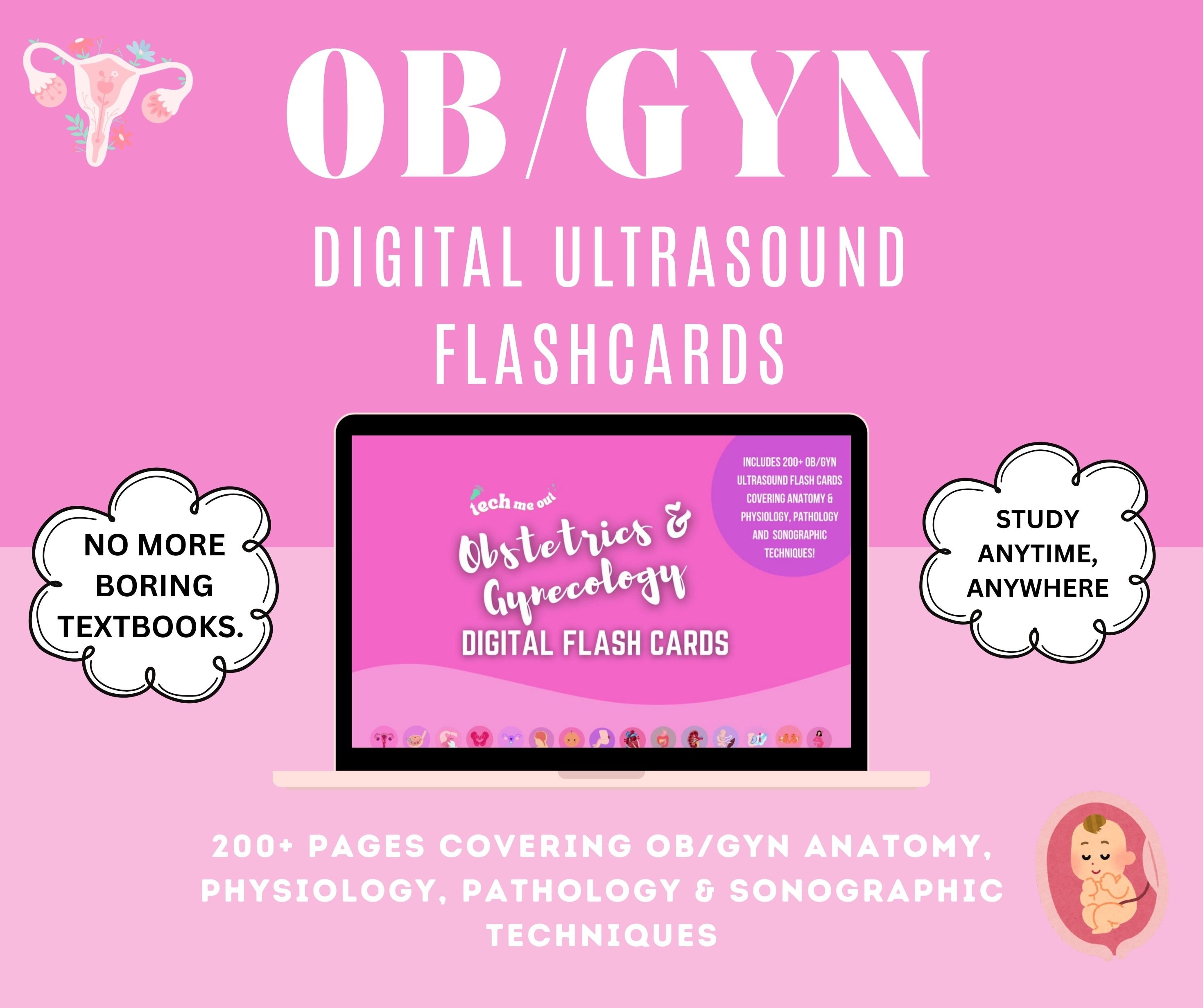 Obstetrics & Gynecology Ultrasound Digital Flashcards OBGYN Sonography Digital Study Guide Board ...