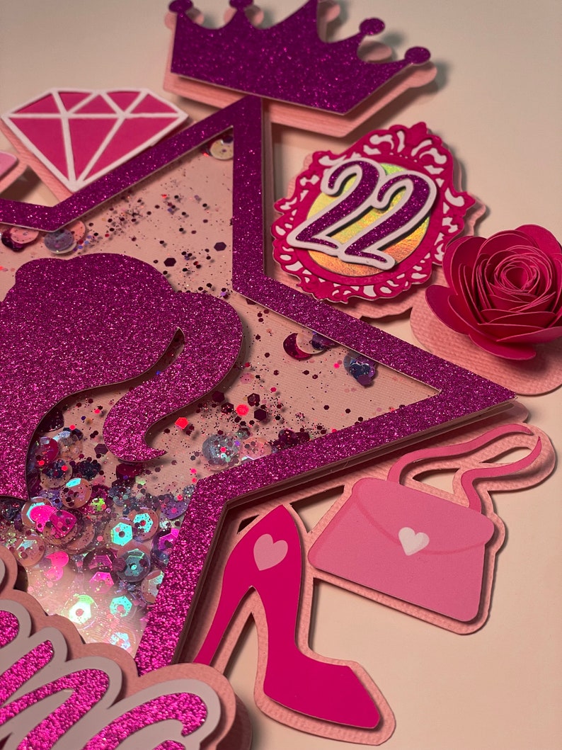 Barbie Girl Pink 3D Cake Topper With Shaker - Etsy
