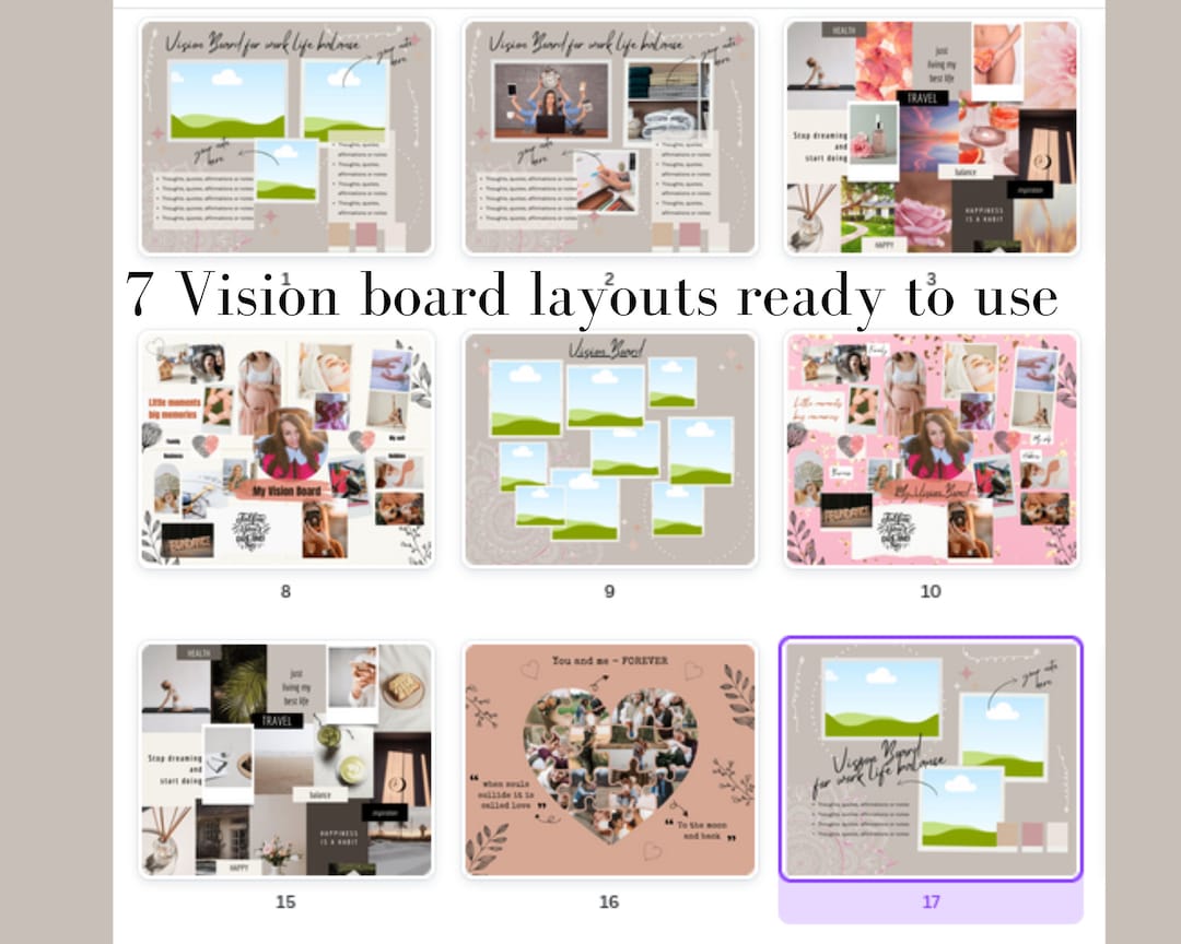 7 Editable Vision Board Templates as Digital Download for Canva, Ready ...