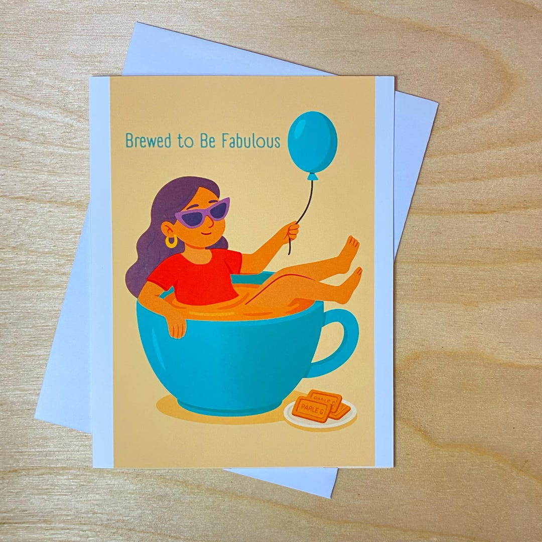 Brewed to Fabulous Chai Greeting Card – Funny Desi Birthday Card for ...