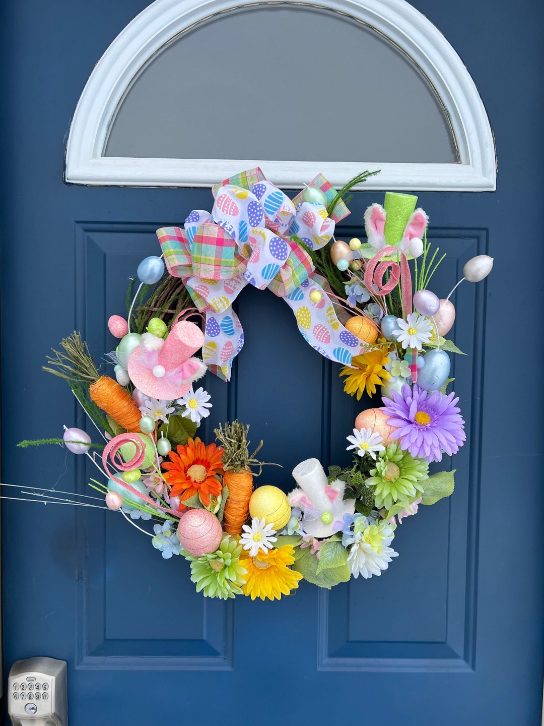 Wreath, Easter Wreath, Bunny Wreath, Bunny and Eggs, Easter Holiday ...