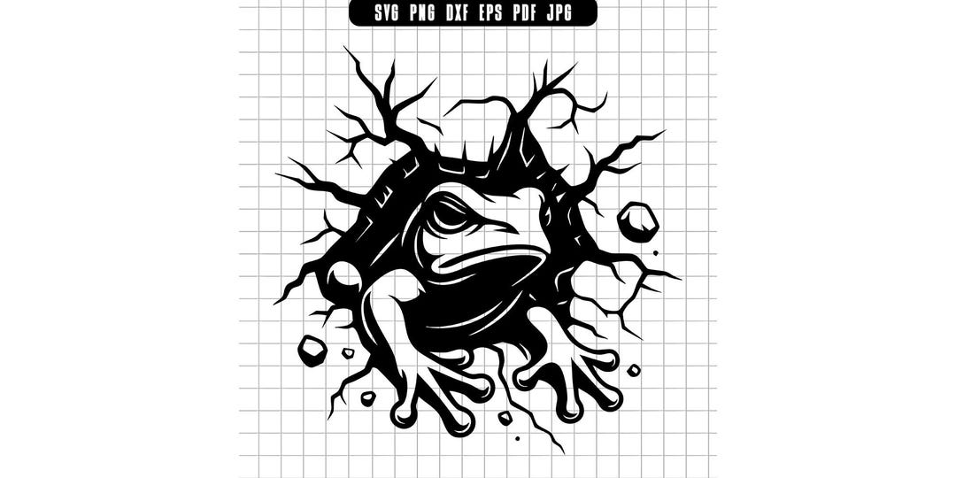 Frog Wall Break Svg, Angry Frog Svg, Cracked Wall Svg, Breakthrough ...