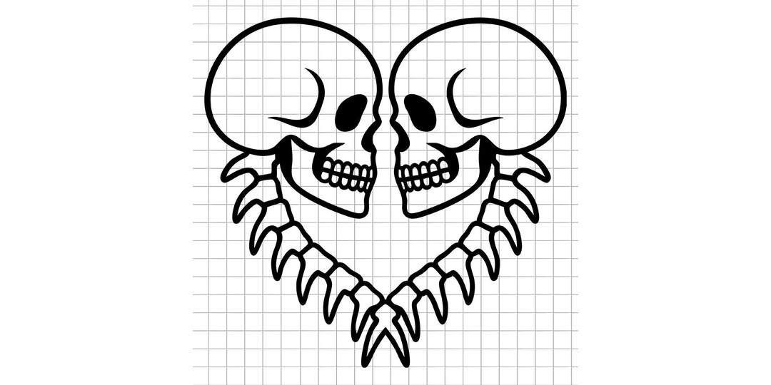 Skull Heart Svg, Spine Bone Heart Svg, Romantic Skull Svg, Bone Frame ...