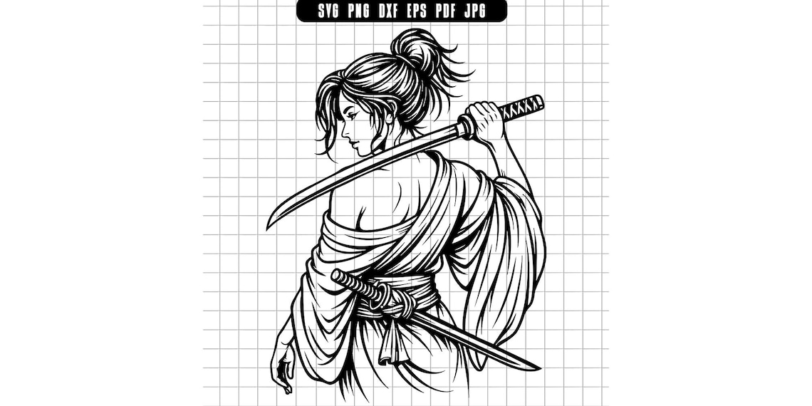 Samurai Girl Svg, Katana Woman Svg, Japanese Warrior Svg, Samurai Cut ...