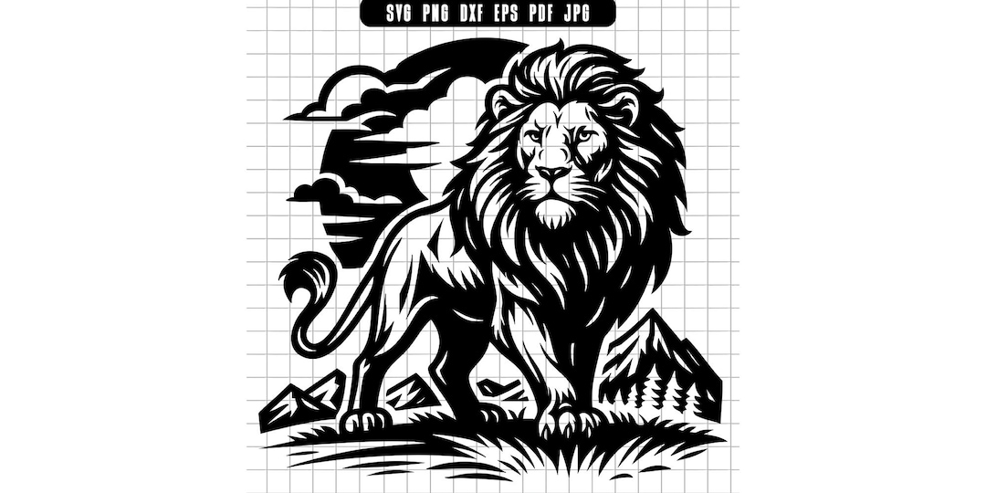 Lion Svg, Lion Standing Svg, King of Jungle Svg, Lion Png, Lion Dxf ...