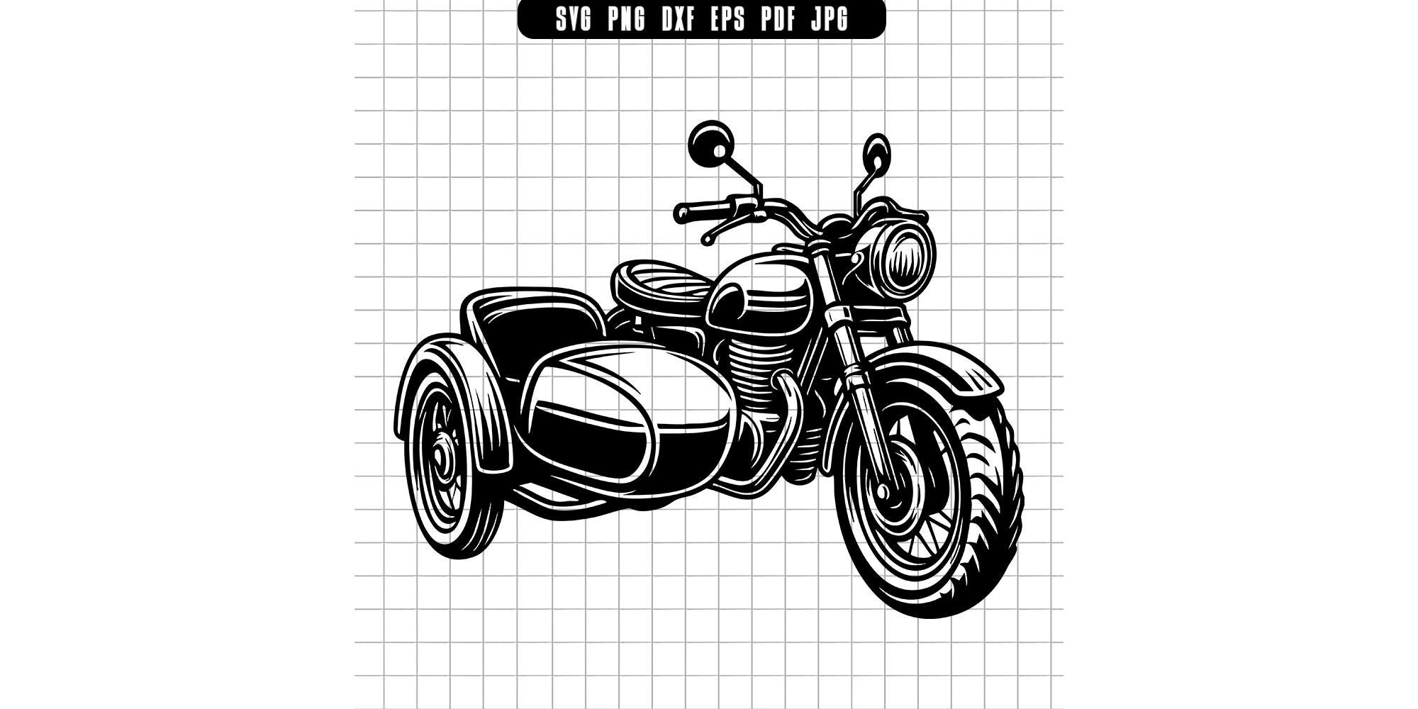 Sidecar Motorcycle Svg, Retro Motorcycle Svg, Sidecar Svg, Bike Clipart ...