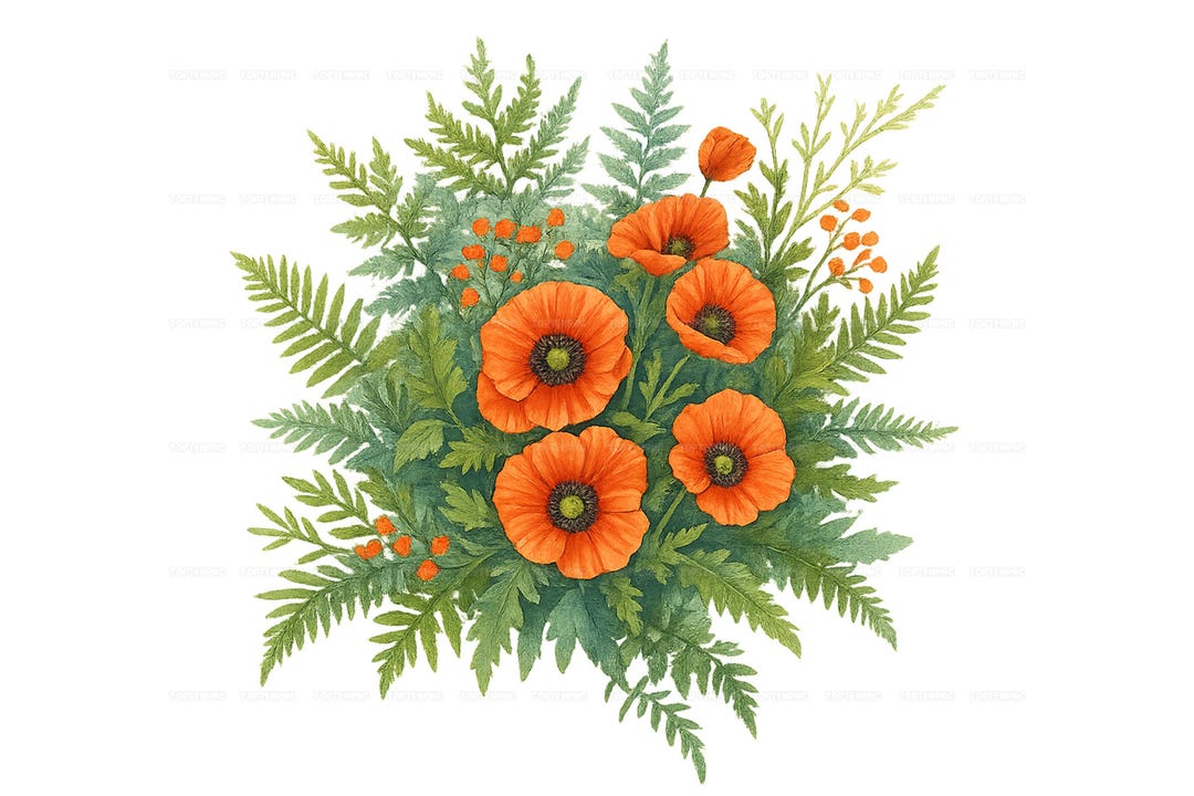 Orange Poppy Clipart PNG, Watercolor Wildflower Floral, Botanical ...