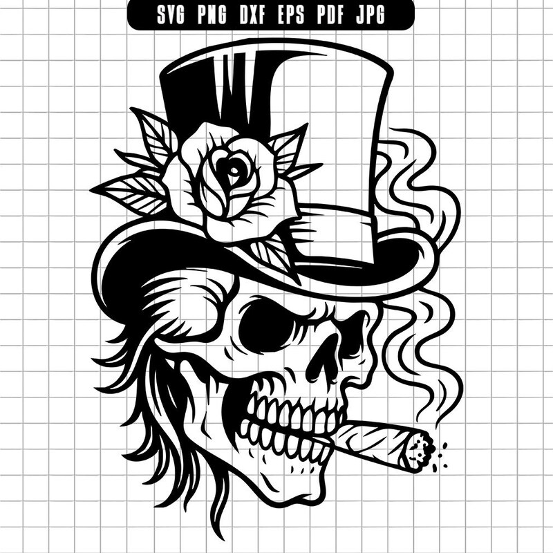 Smoking Skull Svg - Etsy