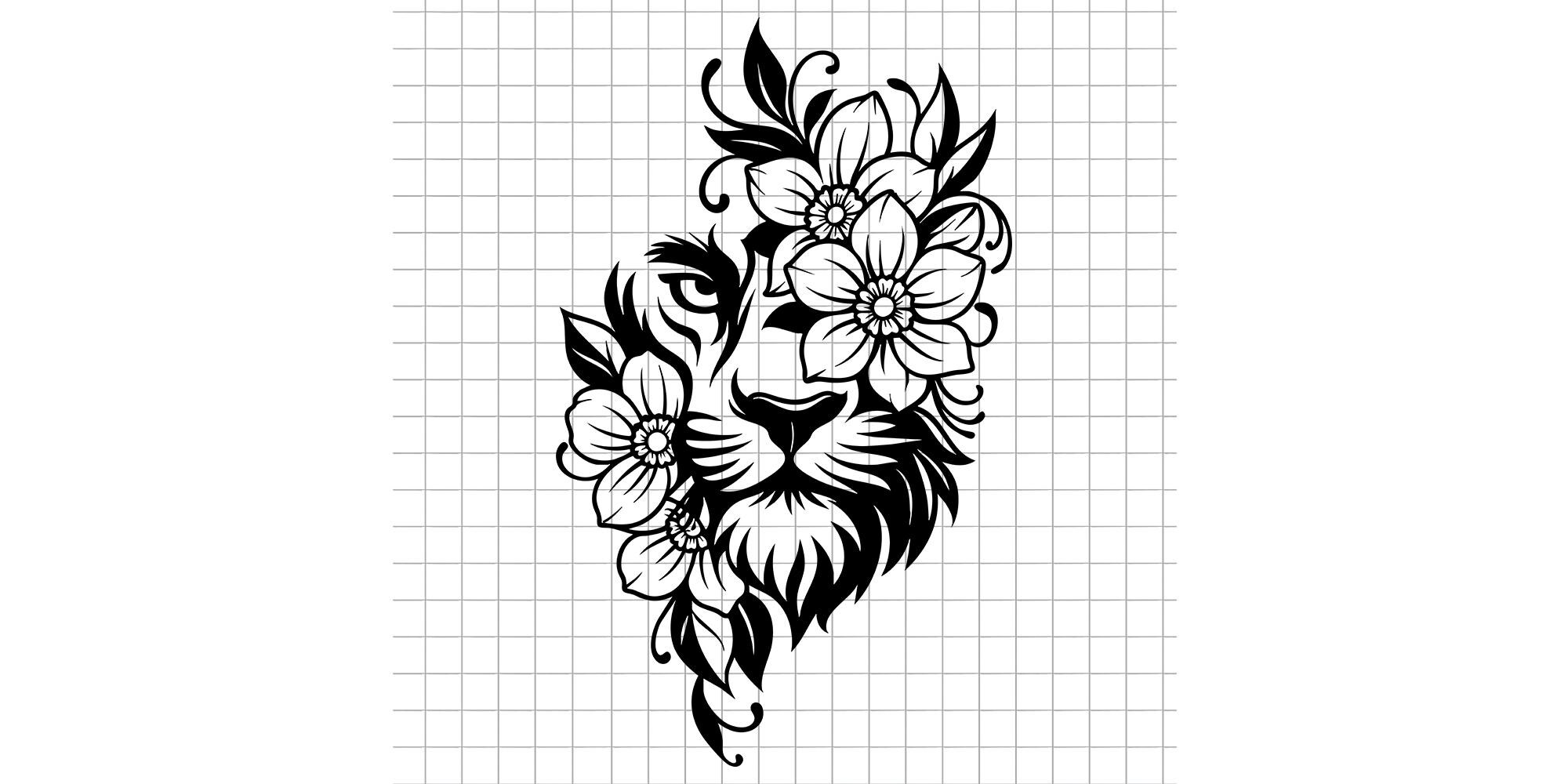 Floral Lion SVG, Lion Head SVG, Flower Lion SVG, Lion Png, Lion Cut ...