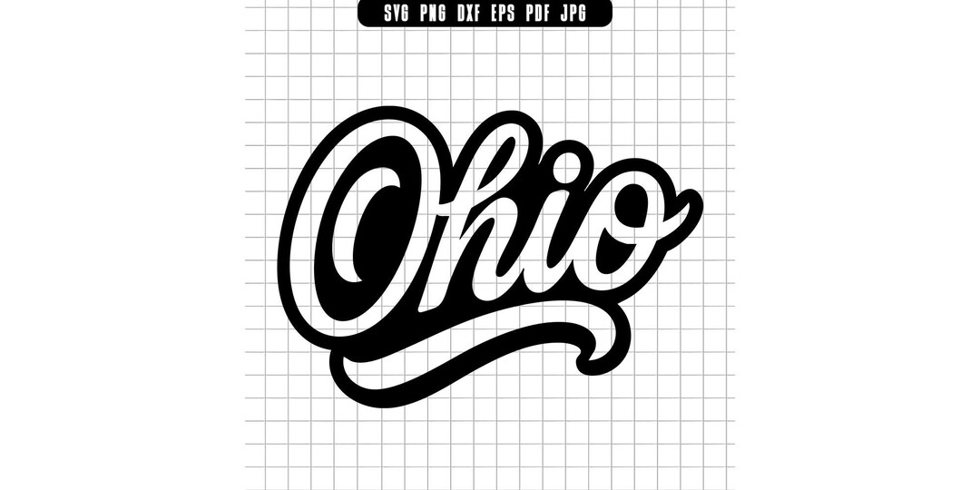Ohio State Name in Elegant Script Typography Decorative Lettering Svg ...