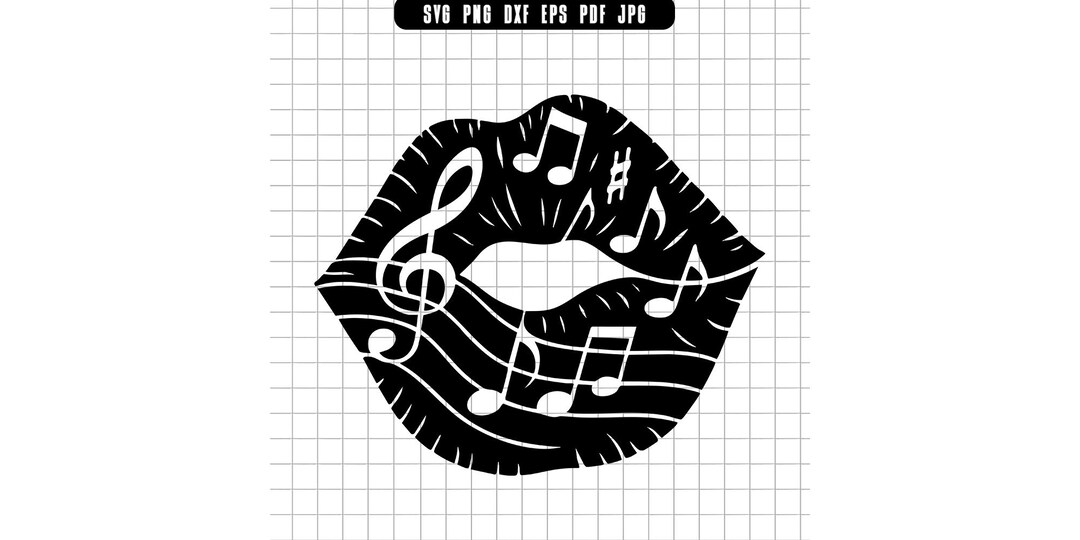 Music Lips Svg, Music Kiss Svg, Lips With Notes Svg, Musical Lips Svg ...