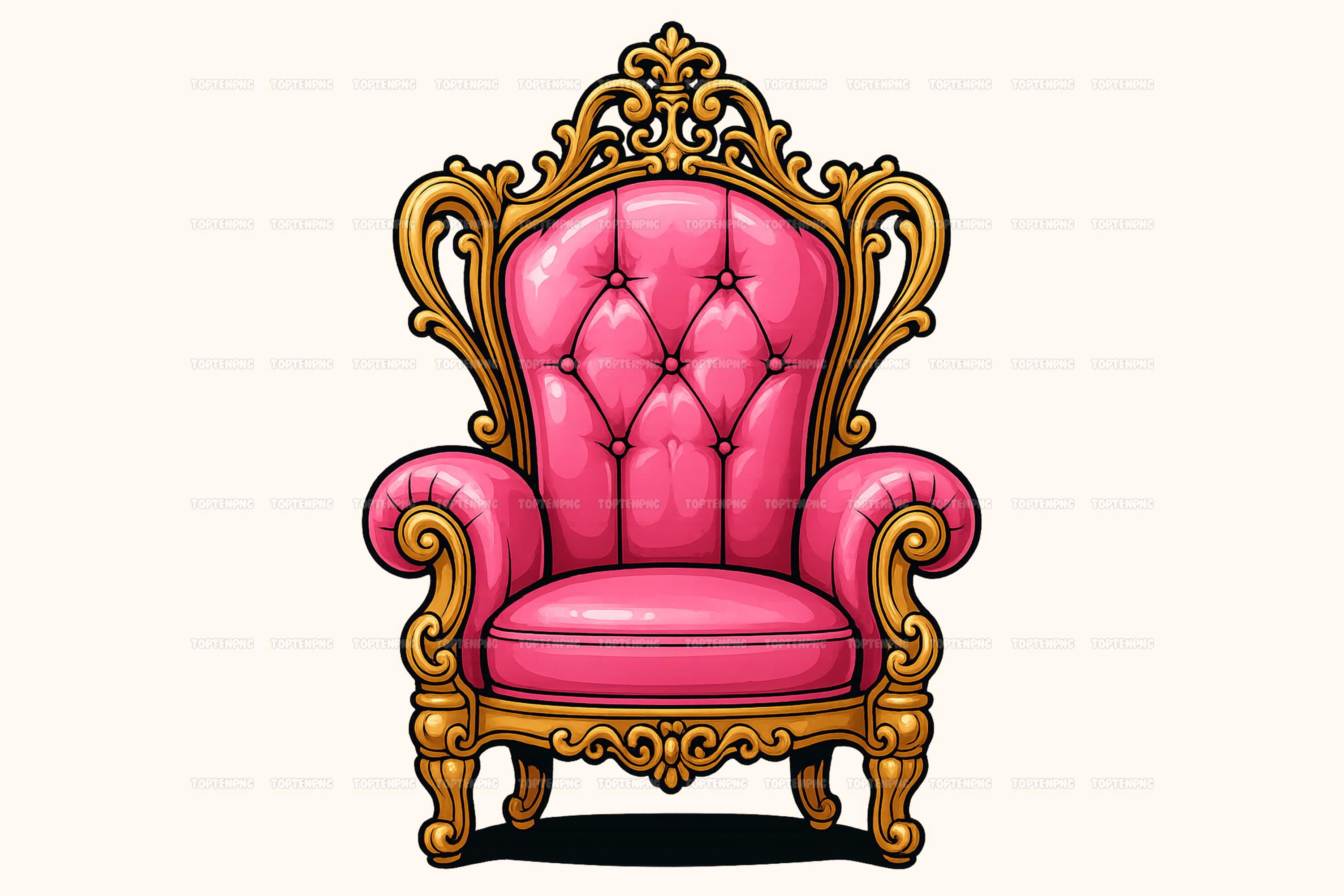 Princess Chair PNG, Pink Royal Throne Clipart, Luxury Chair Art PNG ...