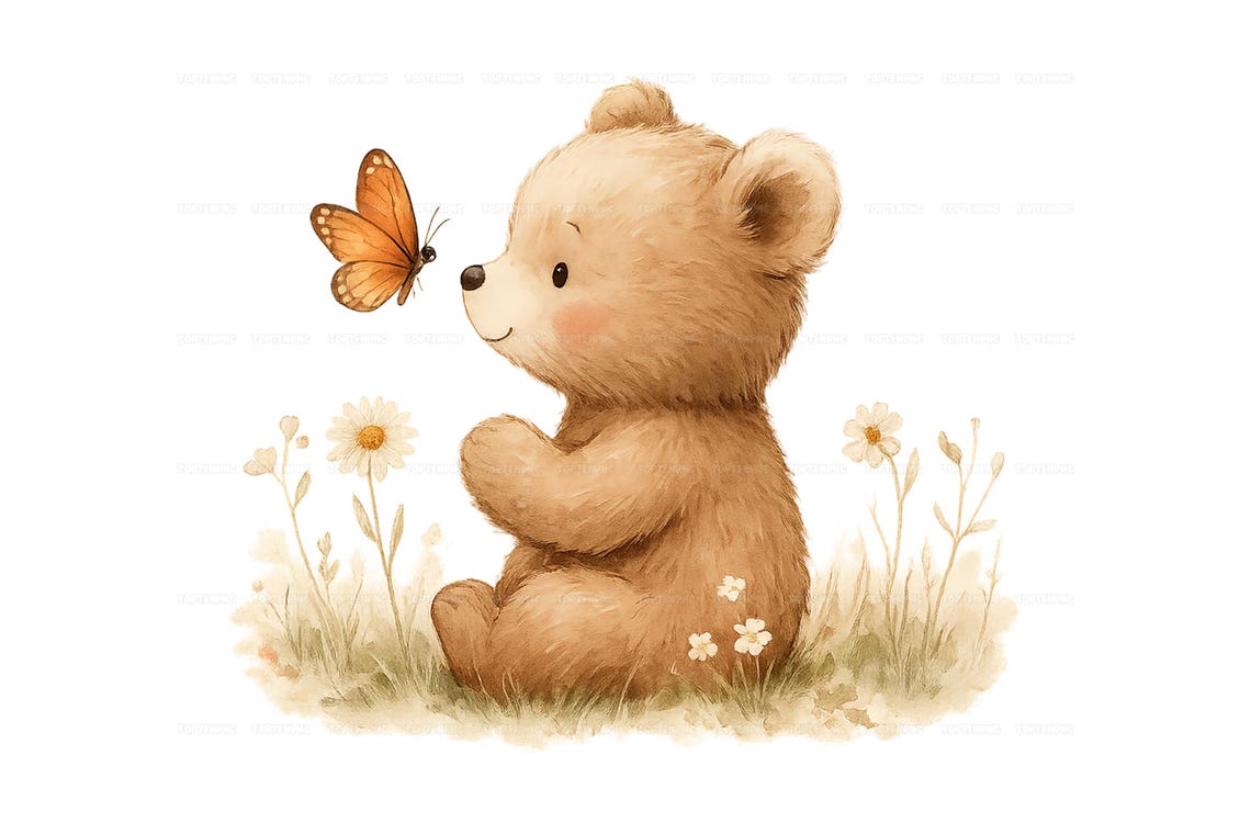 Teddy Bear With Butterfly PNG, Cute Bear Clipart, Bear and Butterfly ...