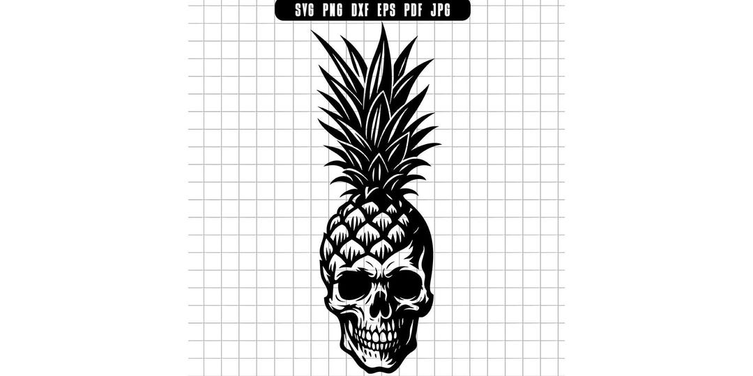 Pineapple Skull Svg Tropical Fruit With Skeleton Head Tattoo Design ...