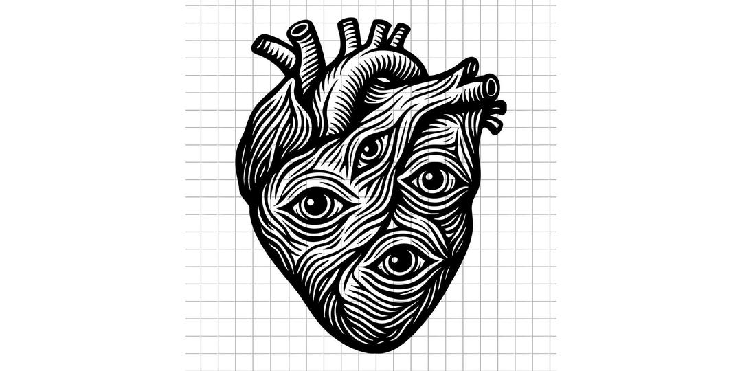 Eyeball Heart Svg, Creepy Heart Clipart, Surreal Heart Png, Weird Heart ...