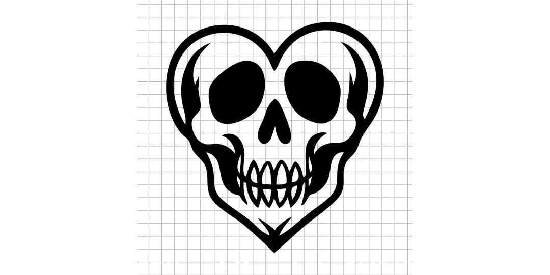 Skull Heart Svg, Gothic Skull Svg, Love Skull Svg, Heart Tattoo Svg ...