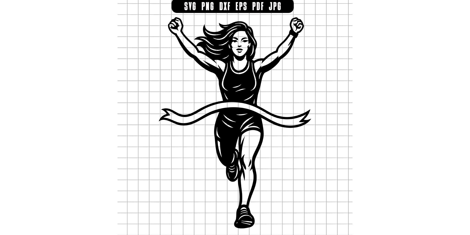 Woman Runner Svg, Marathon Finish Line Svg, Female Athlete Svg, Track ...