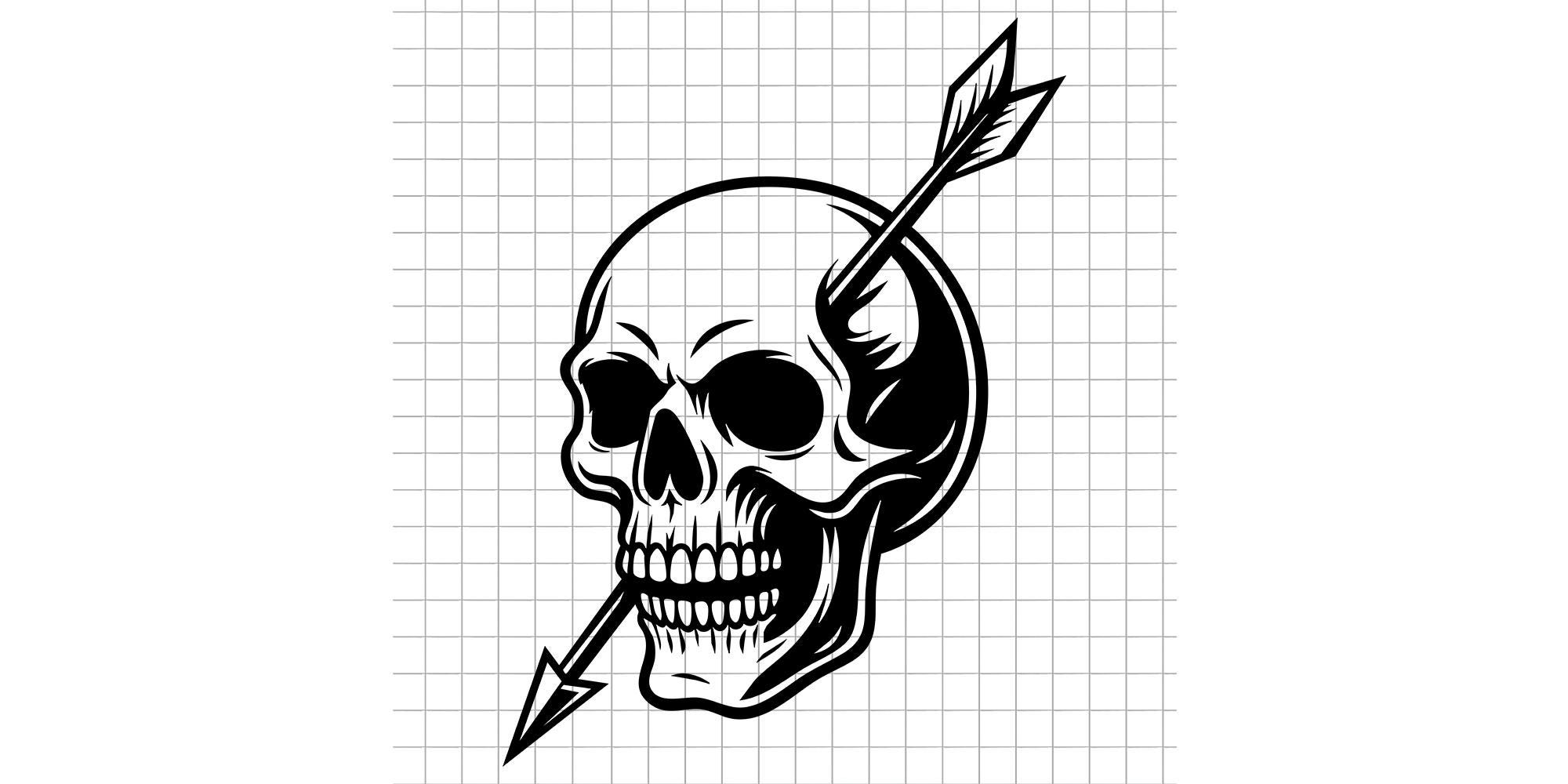 Skull Arrow Svg, Simple Skull Svg, Arrow Skull Svg, Skull Clipart ...