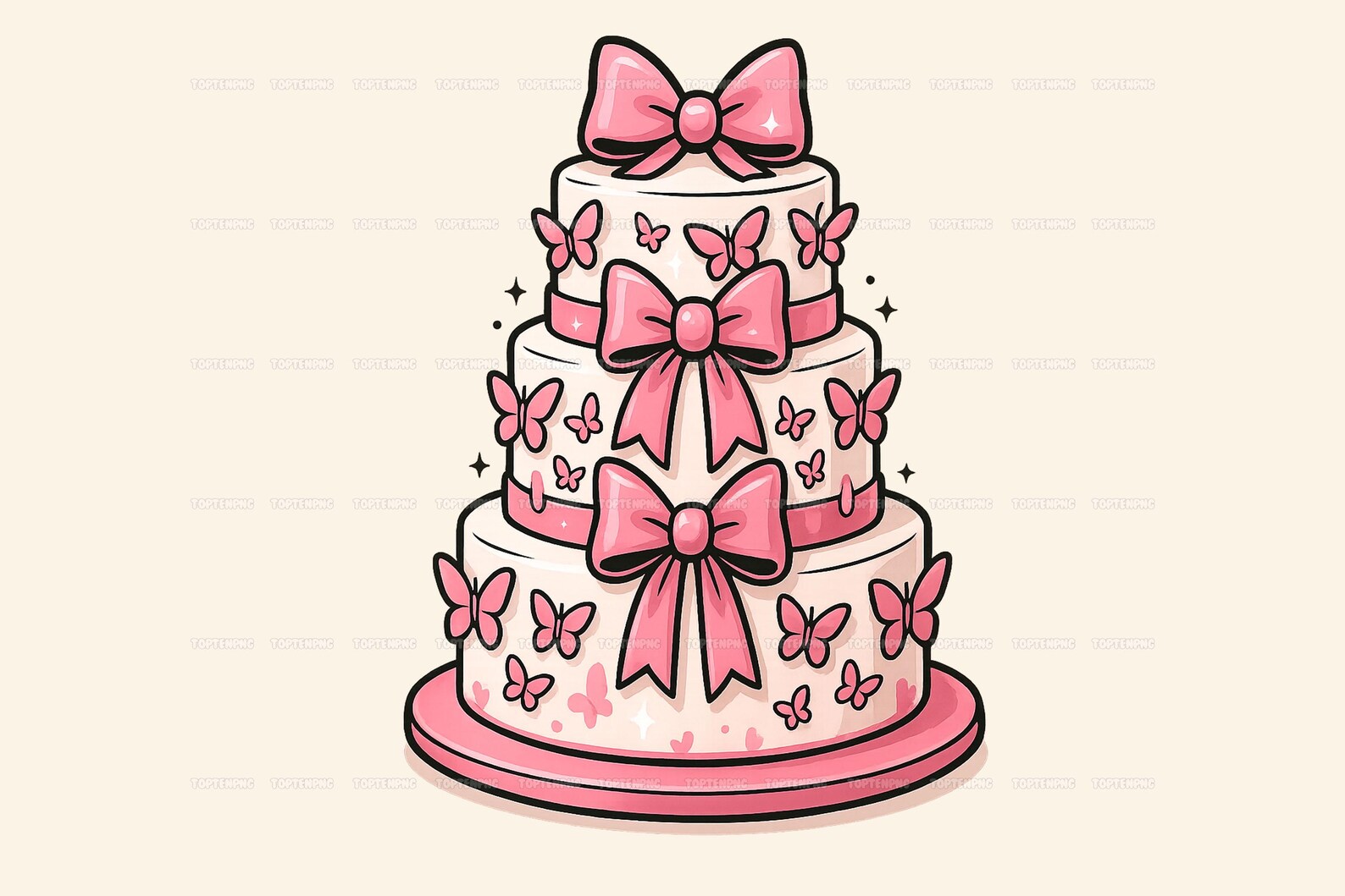 Pink Cake Clipart, Birthday Cake PNG, Butterfly Cake PNG, Girly Cake ...