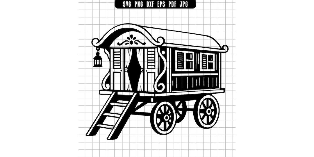 Gypsy Wagon Svg, Caravan Svg, Boho Wagon Svg, Gypsy Cut File, Clipart ...