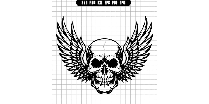 Winged Skull Silhouette Svg Png Dxf Eps Pdf Jpg for Biker Tattoo Gothic ...