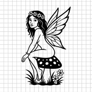 Fairy Svg, Mushroom Fairy Svg, Sitting Fairy Cut File, Woodland Nymph ...
