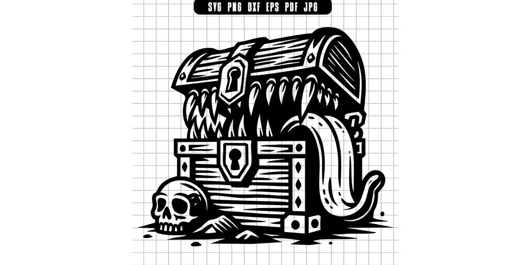 Monster Chest Svg, Treasure Box Svg, Fantasy Svg, Horror Chest Svg ...