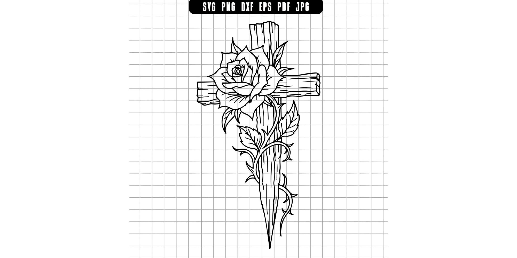 Rose Cross Svg, Rose Cross Png, Rose Cross Dxf, Rose Cross Eps, Rose ...