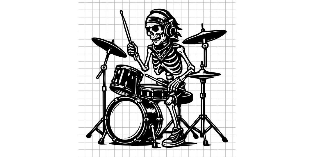 Skeleton Drummer Svg, Skeleton Band Svg, Rock Skeleton Clipart, Drummer ...